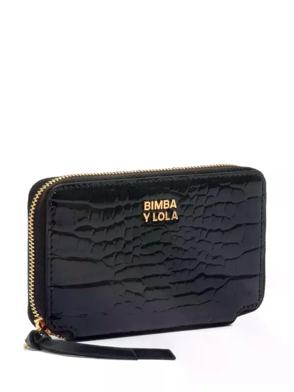 Bimba Y Lola Croc-effect Patent Wallet - Black