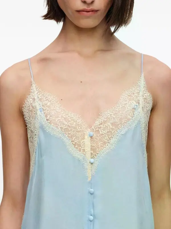 Bimba Y Lola Lace-trim Button-front Midi Dress
