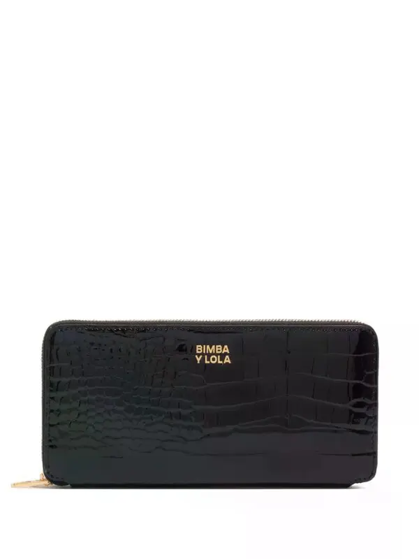Bimba Y Lola Croc-effect Patent Wallet - Black
