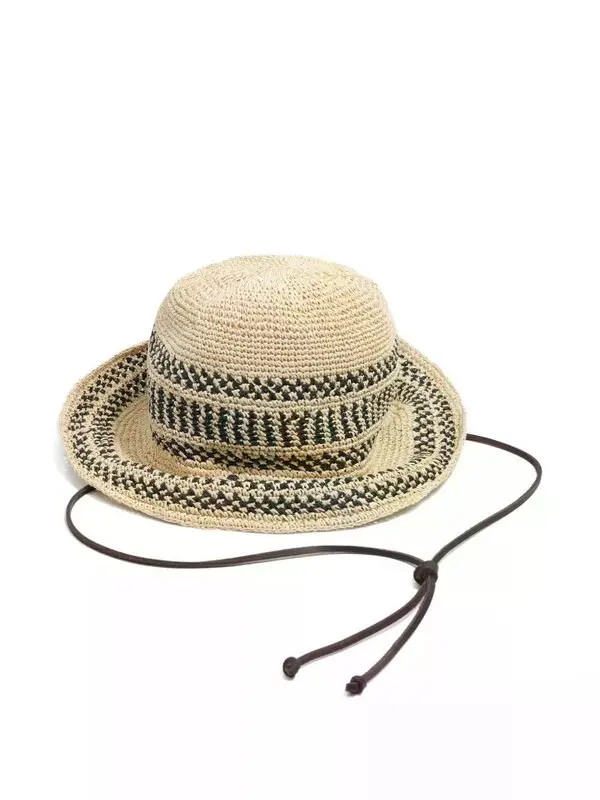 Bimba Y Lola Geometric Pattern Woven Hat - Neutrals