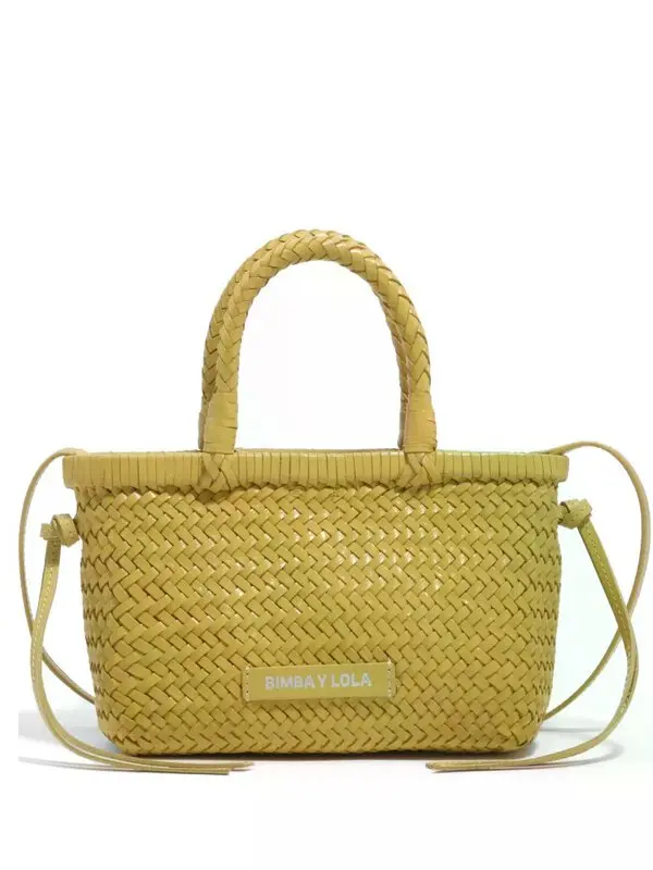 Bimba Y Lola Small Woven Leather Tote Bag - Yellow