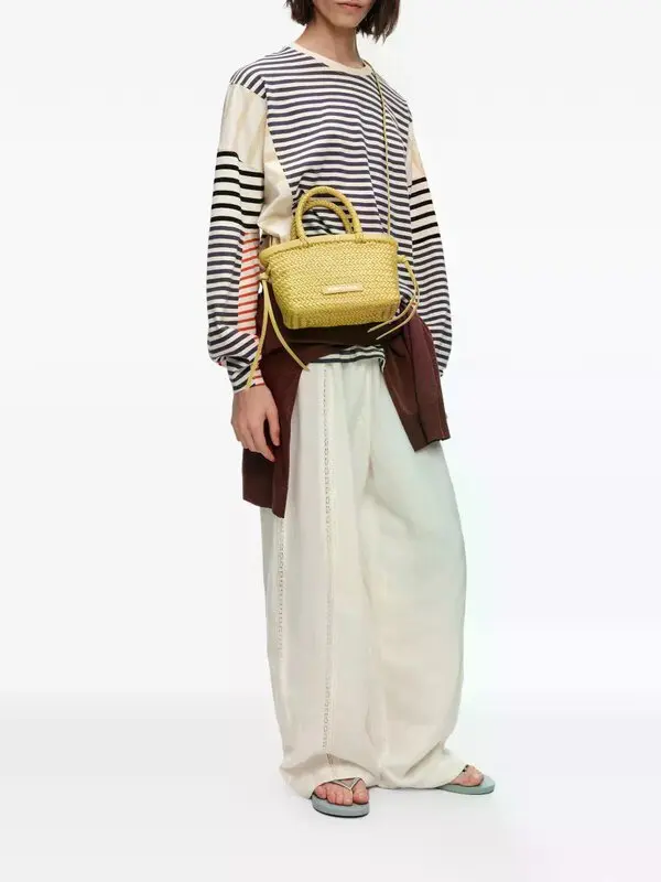 Bimba Y Lola Small Woven Leather Tote Bag - Yellow