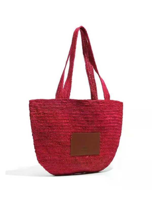 Bimba Y Lola Large Woven Tote Bag With Leather Details
