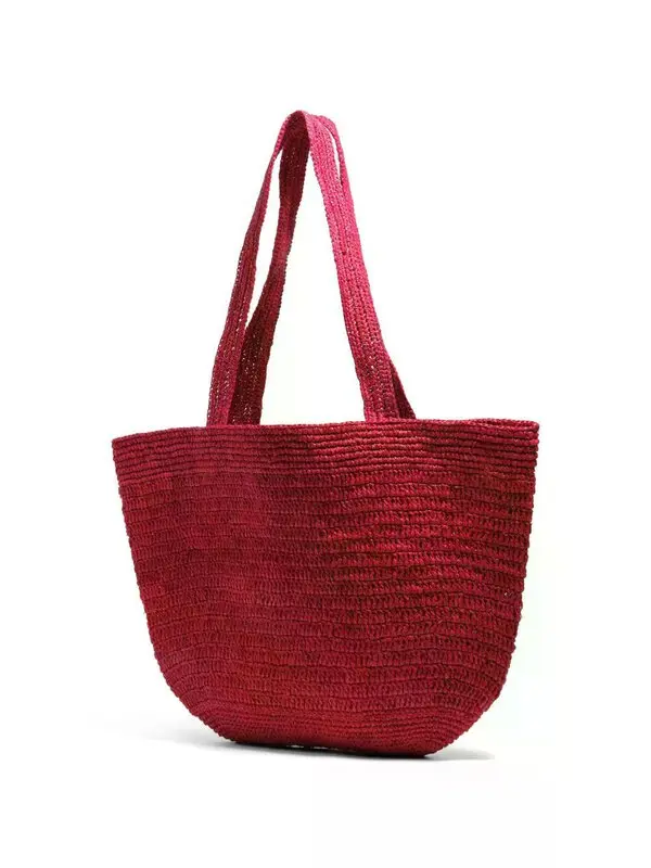 Bimba Y Lola Large Woven Tote Bag With Leather Details