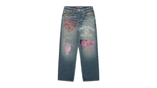 SP5DER Print Studded Denim Pant