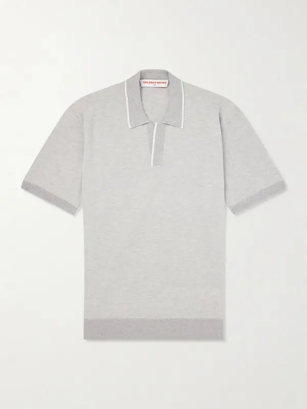 Orlebar Brown Horton Cotton And Wool-blend Polo Shirt - Gray