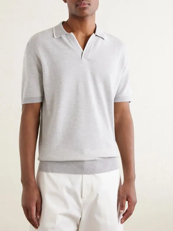 Orlebar Brown Horton Cotton And Wool-blend Polo Shirt - Gray