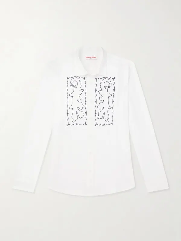 Orlebar Brown Mirabello Embroidered Linen Shirt