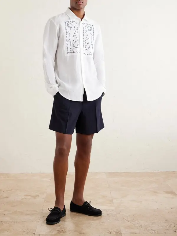 Orlebar Brown Mirabello Embroidered Linen Shirt