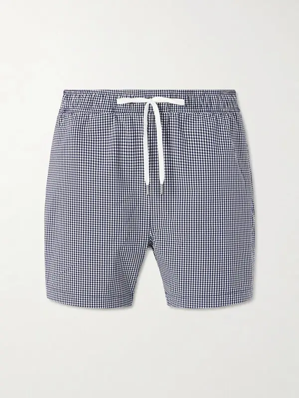 Onia Charles Straight-leg Mid-length Checked Swim Shorts