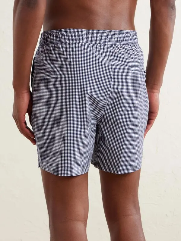 Onia Charles Straight-leg Mid-length Checked Swim Shorts