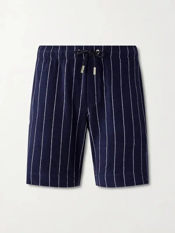 Orlebar Brown Striped Cotton-terry Shorts - Navy