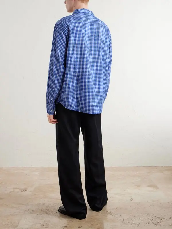 CORRIDOR Bruce Button-down Collar Checked Cotton-blend Poplin Shirt