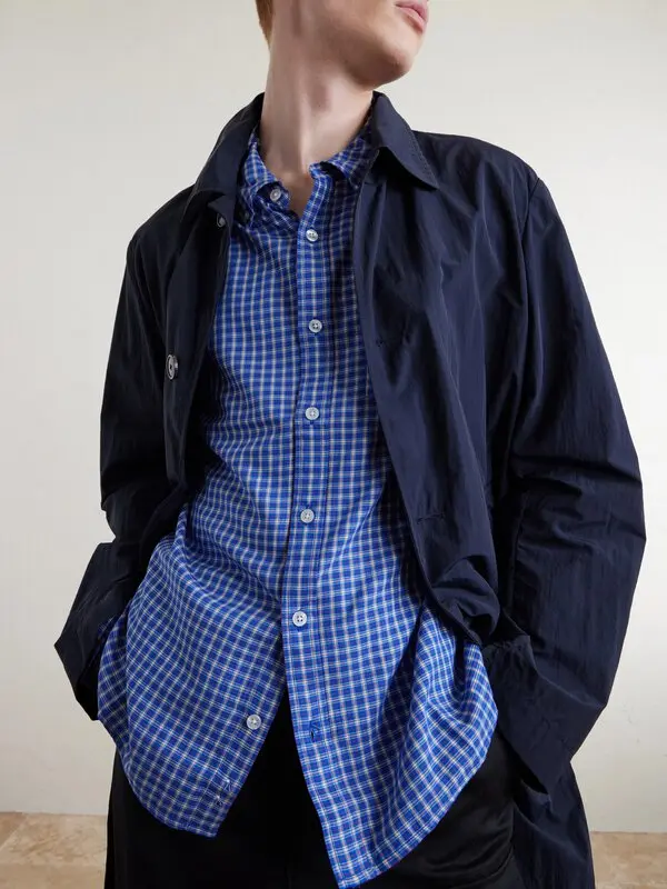 CORRIDOR Bruce Button-down Collar Checked Cotton-blend Poplin Shirt