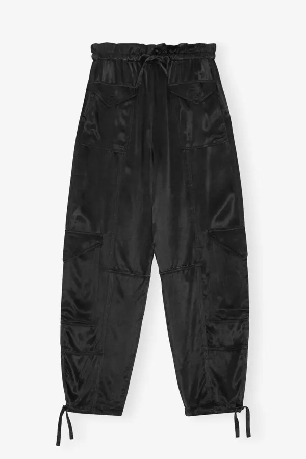 GANNI Washed Satin Cargo Pants