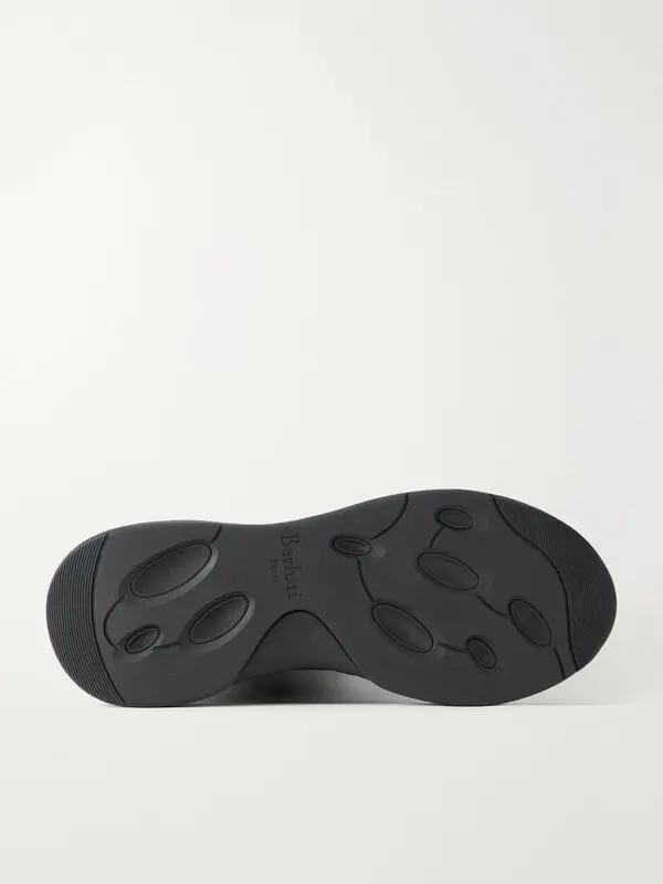 Berluti Shadow Leather-trimmed Stretch-knit Sneakers