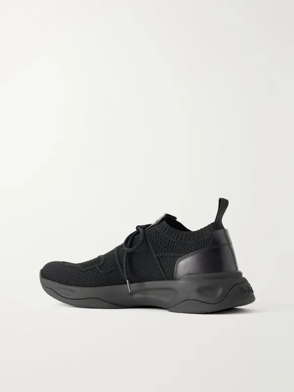 Berluti Shadow Leather-trimmed Stretch-knit Sneakers