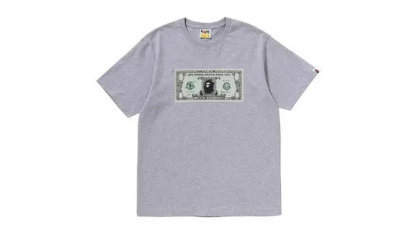 A BATHING APE Banknote Tee Shirt - Grey