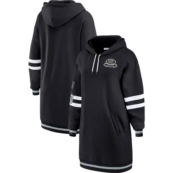 WEAR BY ERIN ANDREWS Las Vegas Raiders Hoodie Dress - Black