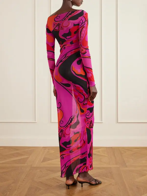 Emilio Pucci Printed Tulle Maxi Dress