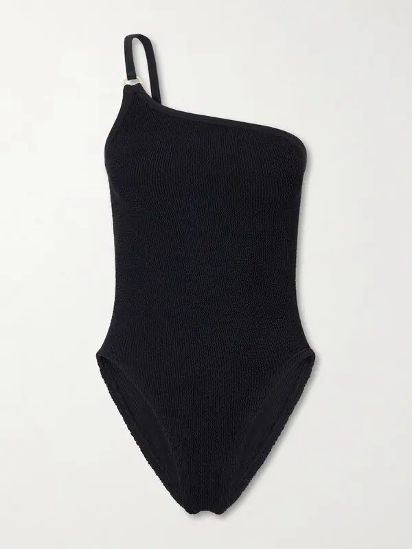 Hunza G Clara One-shoulder Original Crinkle Swimsuit - Black