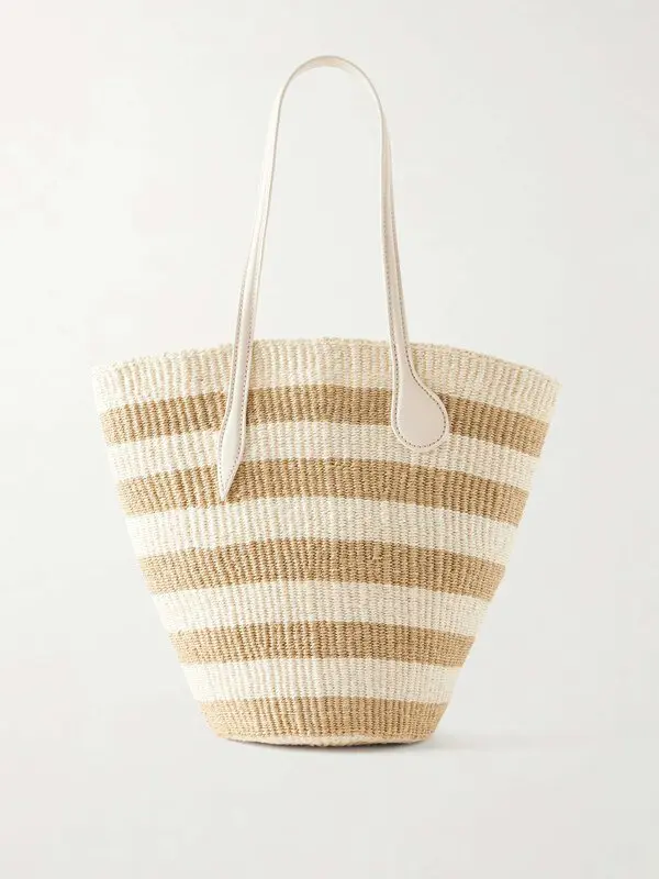 LIFFNER Striped Raffia Tote Bag - Beige