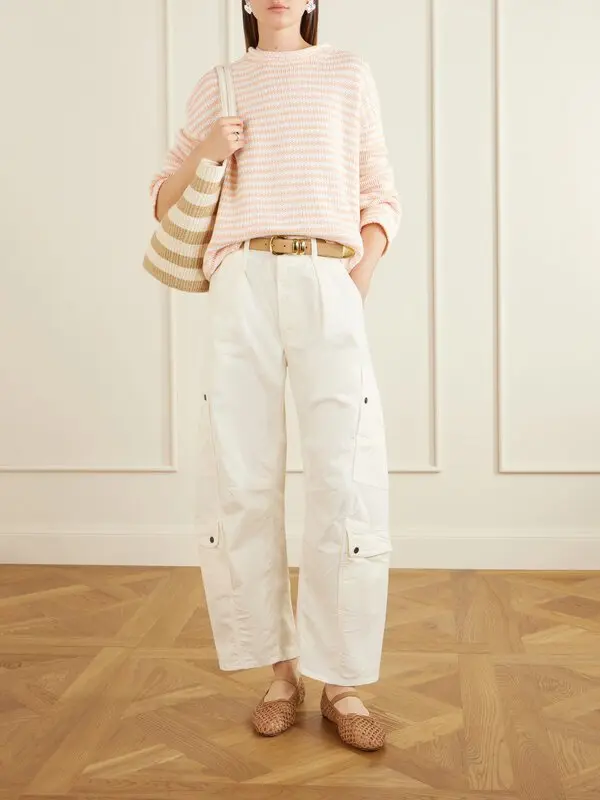 LIFFNER Striped Raffia Tote Bag With Leather Trim - Neutrals