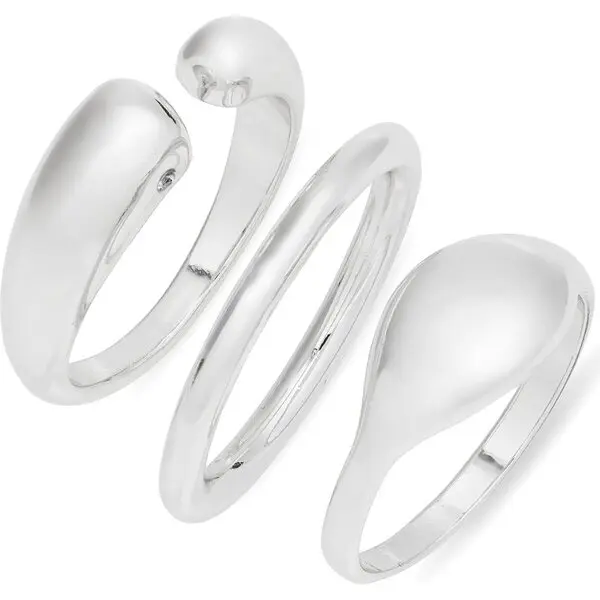 Nordstrom Set Of 3 Organic Teardrop Band Rings - Silver