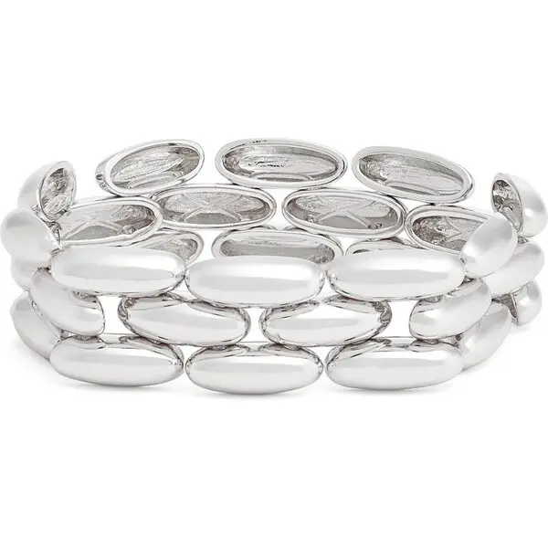 Nordstrom Pebble Link Wide Stretch Bracelet - Silver