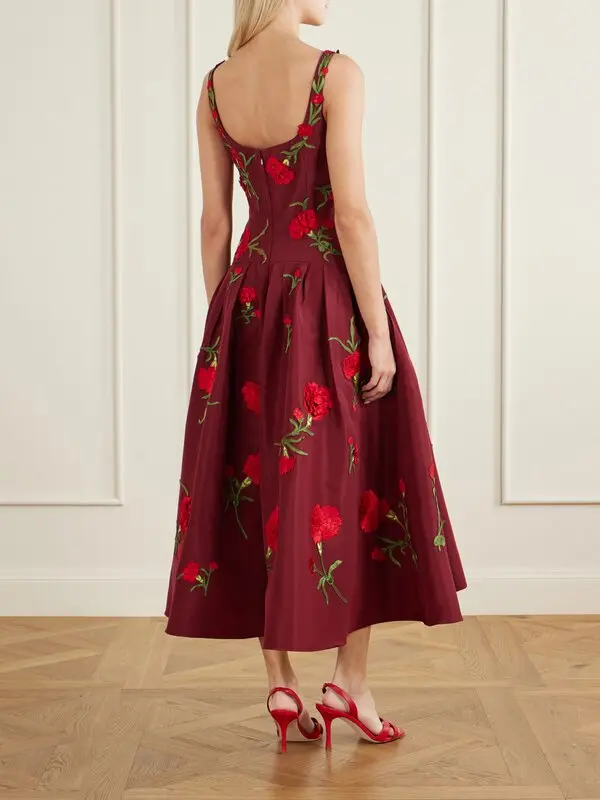 Carolina Herrera Embroidered Silk-faille Gown