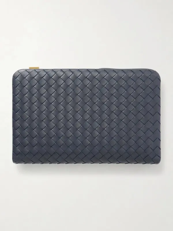 Bottega Veneta Mezzanotte Intrecciato Leather Wallet - Blue