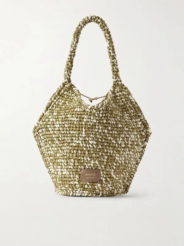 Khaite Lotus Mini Woven Tote - Green
