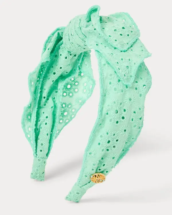 Lilly Pulitzer® Knotted Eyelet Headband With Side Bow Detail - Mint Condition