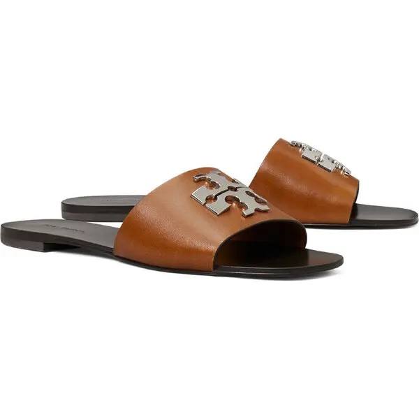 Tory Burch Charlie Slide Sandal With T-monogram Hardware - Classic Cuoio