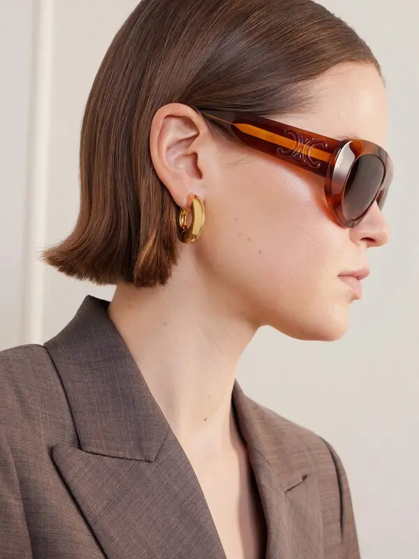 Celine Aviator Metal Sunglasses - Tortoiseshell