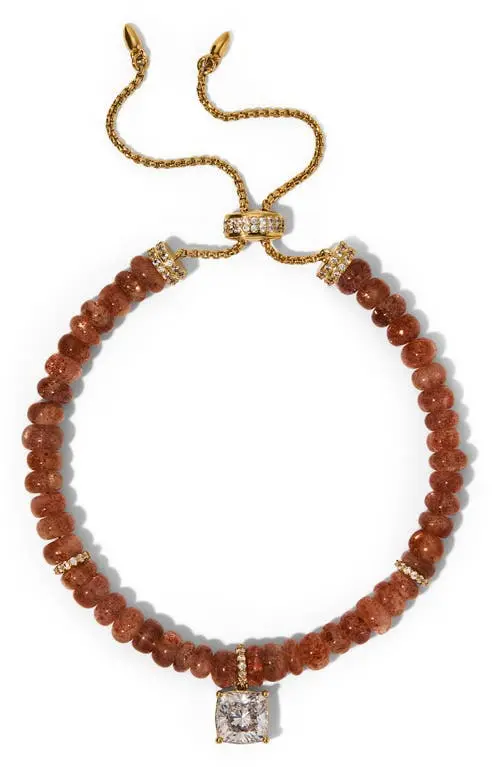 Nadri 18k Gold-plated Cubic Zirconia And Carnelian Slider Bracelet - Gold/orange