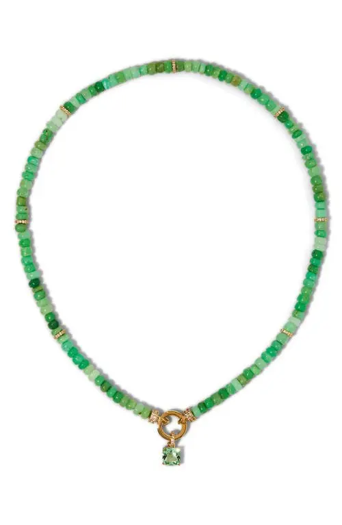 Nadri Beaded Chrysoprase And Cubic Zirconia Pendant Necklace - Gold