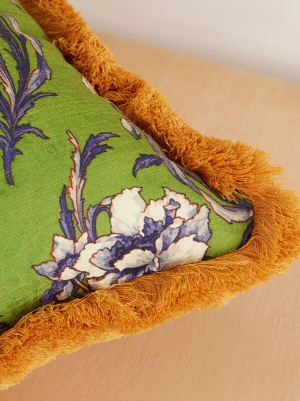 La DoubleJ Floral Print Fringed Cushion