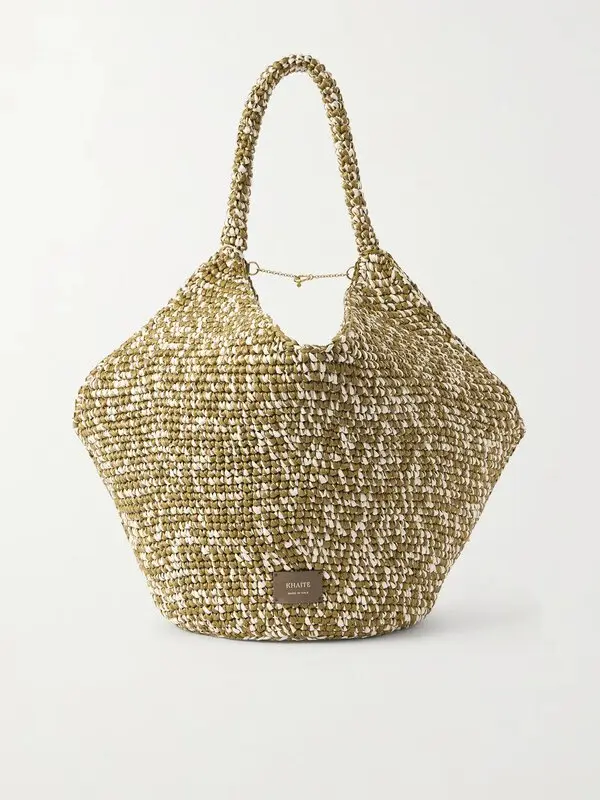 Khaite Lotus Medium Two-tone Woven Tote - Green