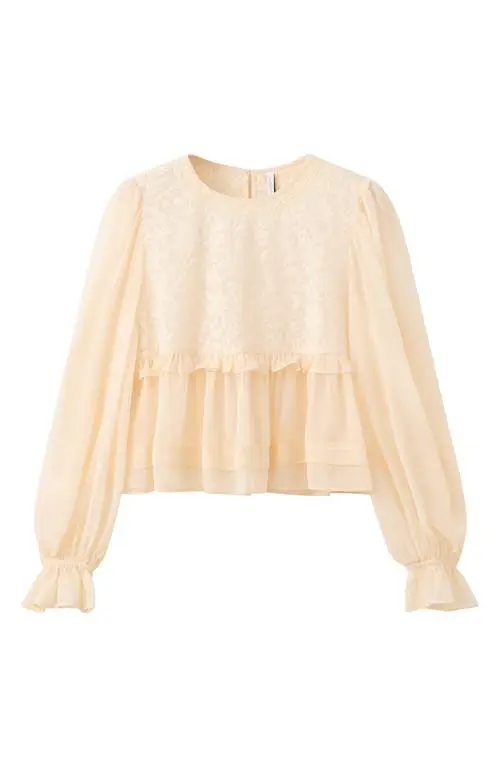 Mango Lace Contrast Ruffle Top