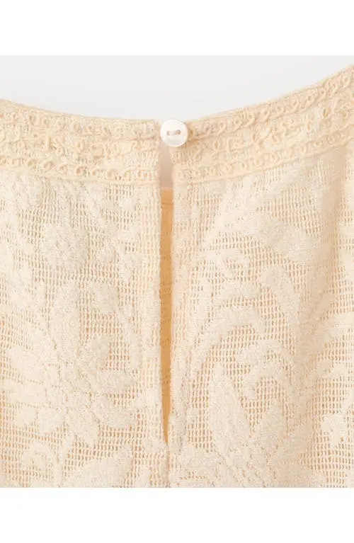 Mango Lace Contrast Ruffle Top