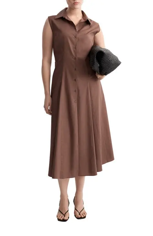 Mango Sleeveless Shirtdress In Cotton And Lyocell Blend