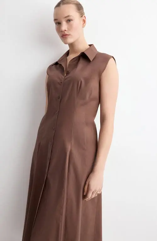 Mango Sleeveless Shirtdress In Cotton And Lyocell Blend