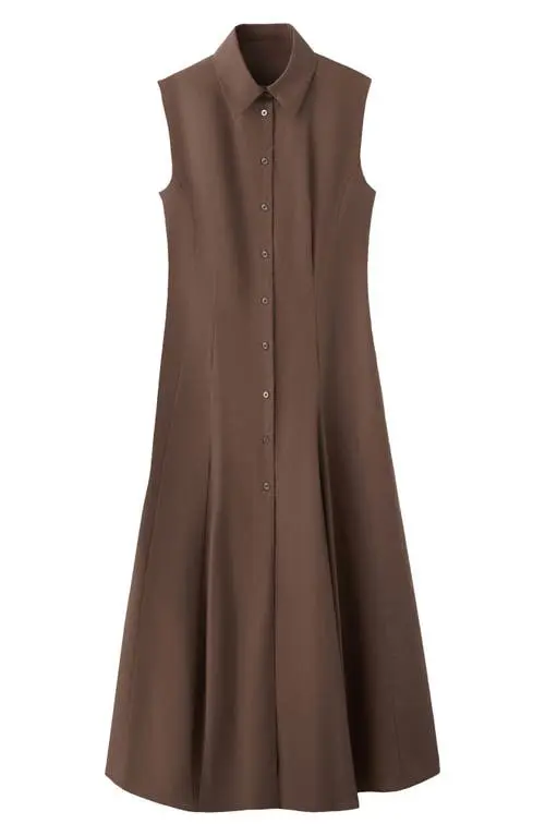Mango Sleeveless Shirtdress In Cotton And Lyocell Blend