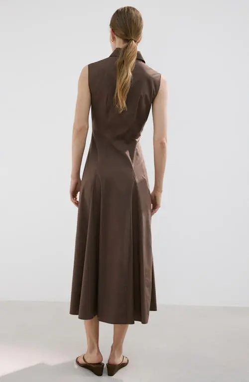 Mango Sleeveless Shirtdress In Cotton And Lyocell Blend