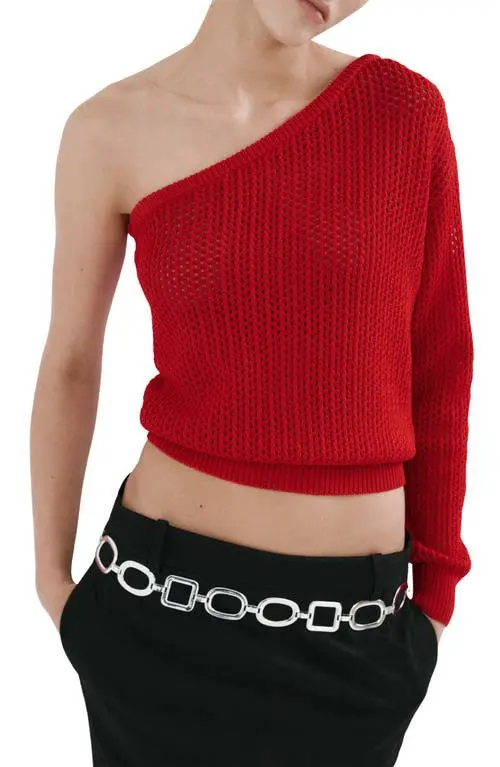 Mango One-shoulder Open Stitch Sweater