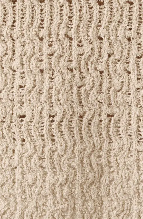 Mango Open Stitch Cotton Blend Polo Sweater - Sand