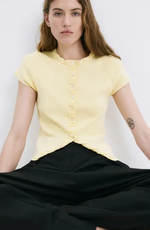 Mango Frill Short Sleeve Cardigan