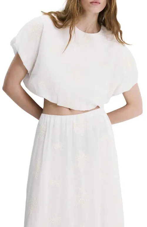 Mango Embroidered Dolman Sleeve Cotton Top