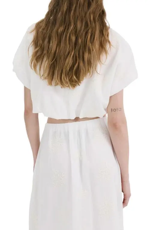 Mango Embroidered Dolman Sleeve Cotton Top